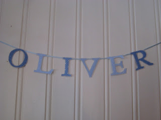 Kort og søm: Bokstav vimpel i blått!