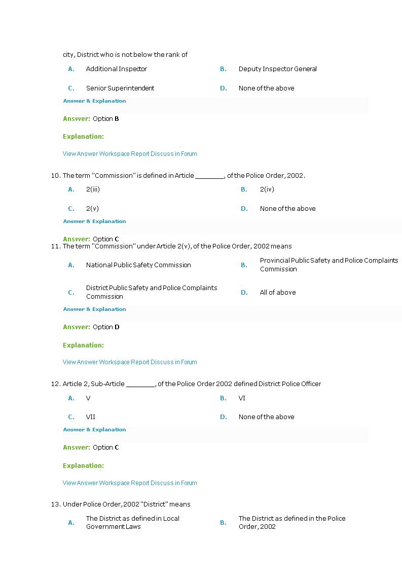 KNOWLEDGE FOR ALL: MCQs POLICE ORDER 2002