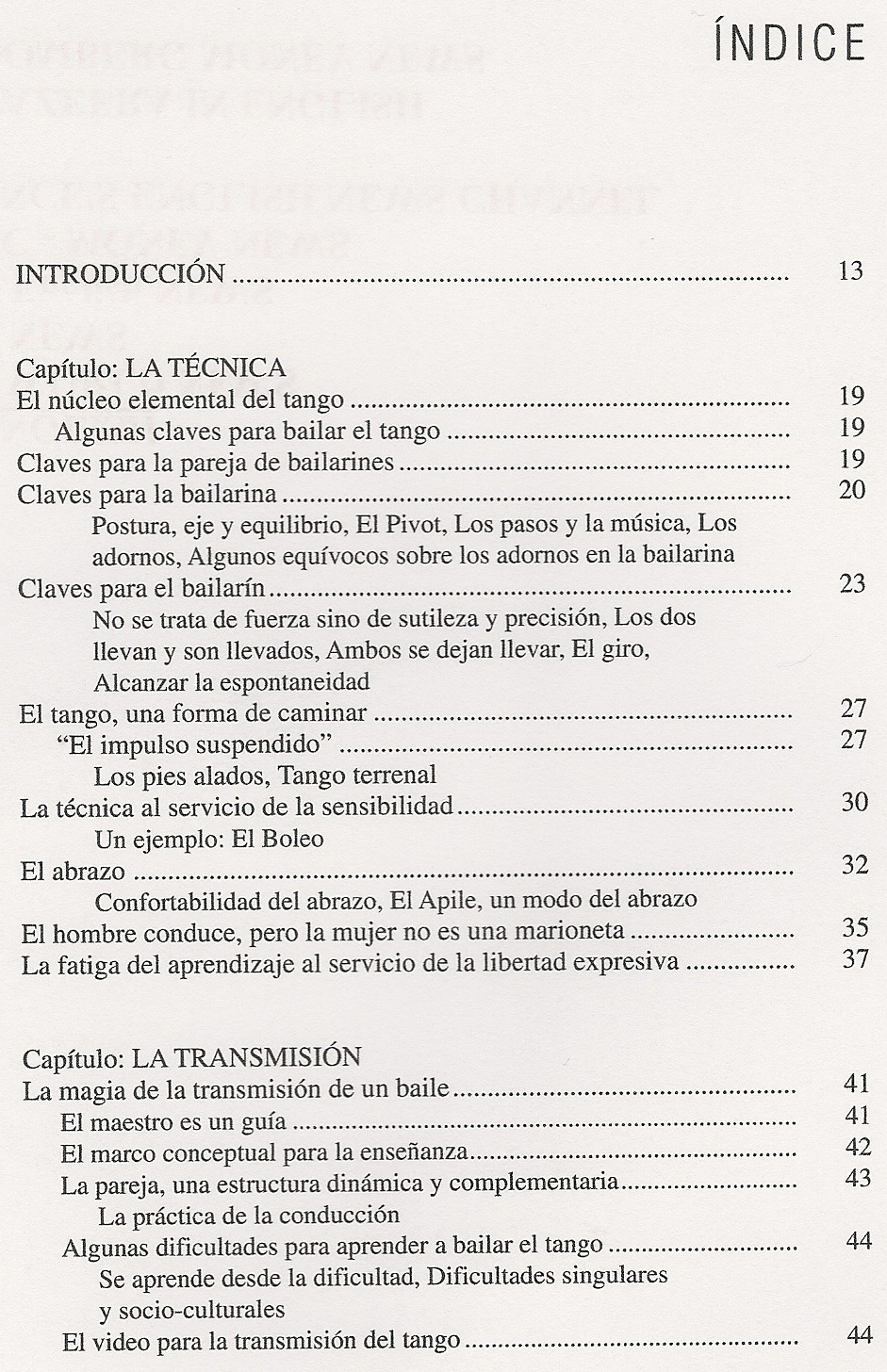 TANGO. Arte y misterio de un baile: INDICE del libro TANGO. ARTE Y ...
