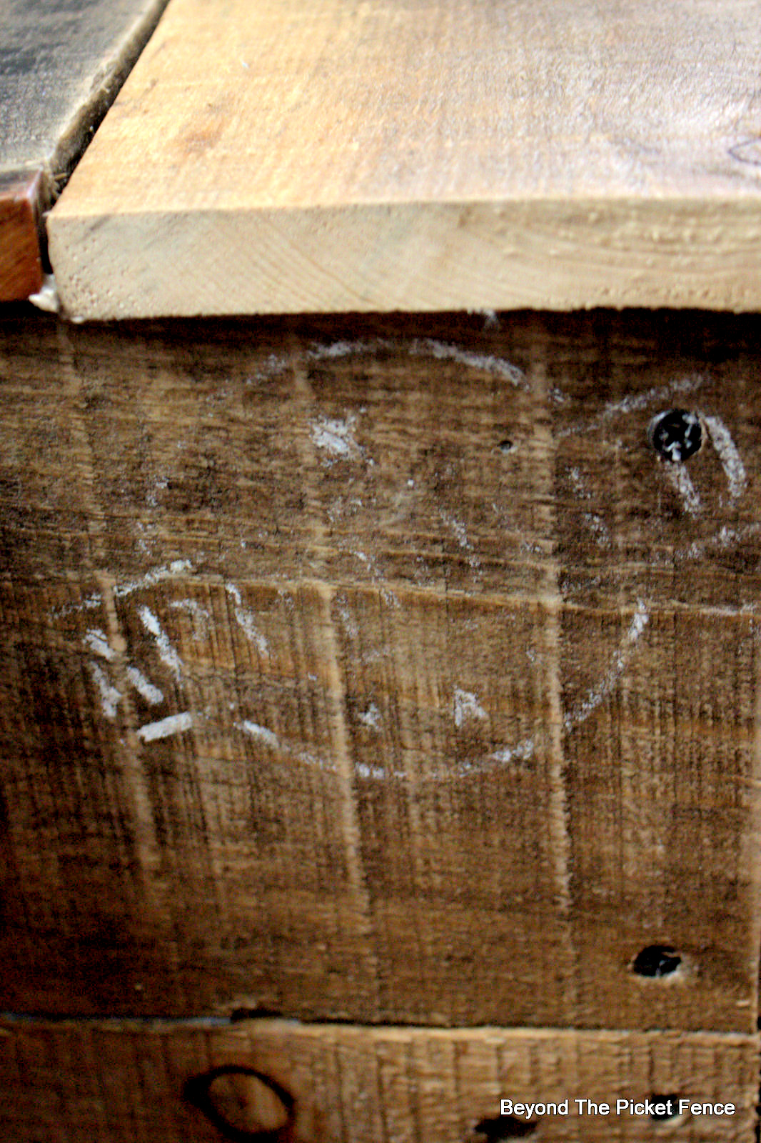 Beyond The Picket Fence: Reclaimed Pallet Wood Seed Crate Storage Bench