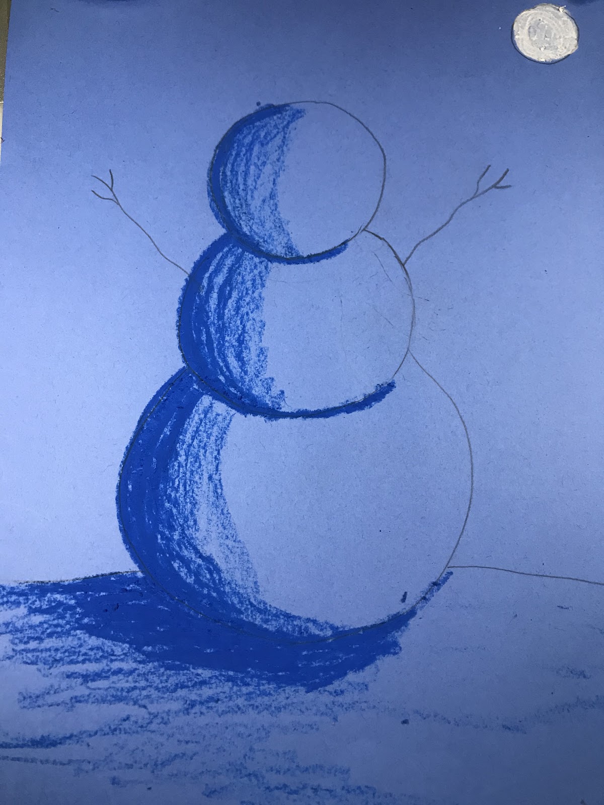 Elements of the Art Room: 3rd grade Oil Pastel Snowmen at Night