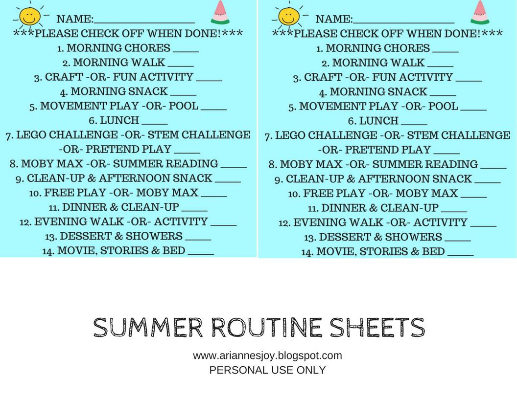 Arianne's Joys: Plan The Best Summer For The Kids! (With free printables.)