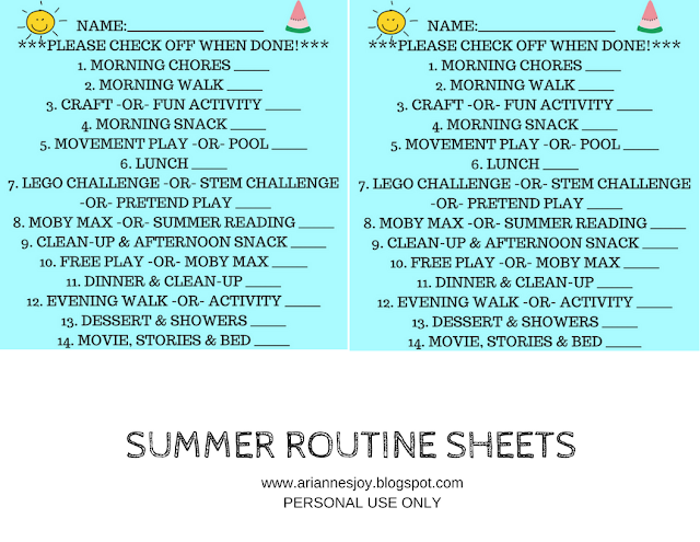 Arianne's Joys: Plan The Best Summer For The Kids! (With free printables.)