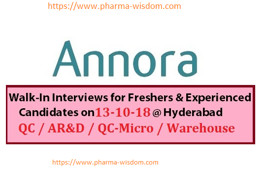 Annora | Walk-in Interview | Pharma wisdom jobs | New Jobs - Pharma Wisdom
