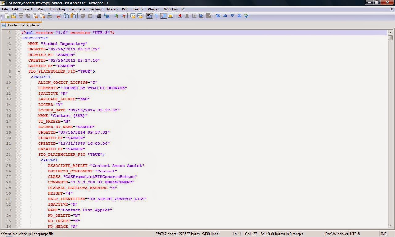 Experimental CRM: SIEBEL: Extract SIF file from SRF