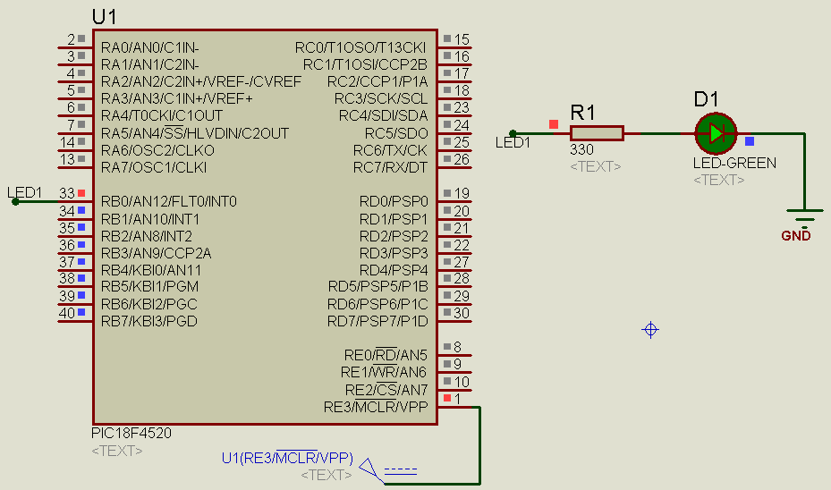 Code Bloges: Interfacing LED with PIC Microcontroller (PIC18F4520)