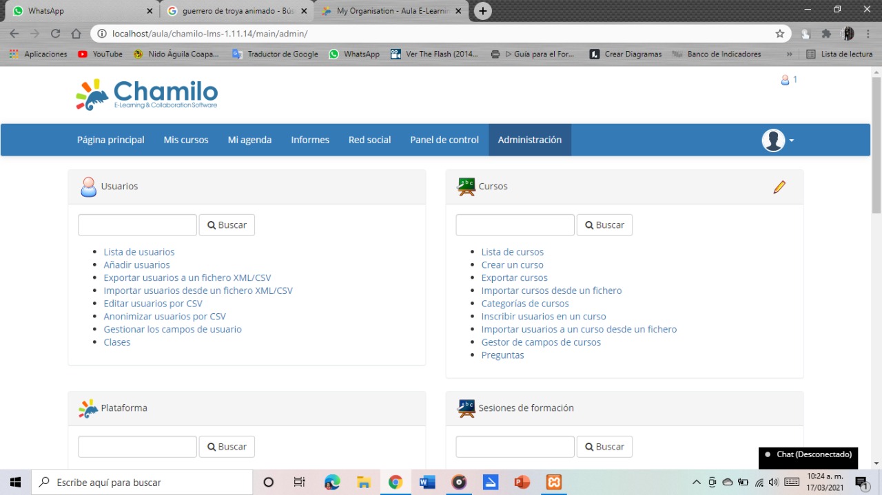 Administra y configura plataformas en e-learning : ACTIVIDAD 3: INSTALACION DE CHAMILO