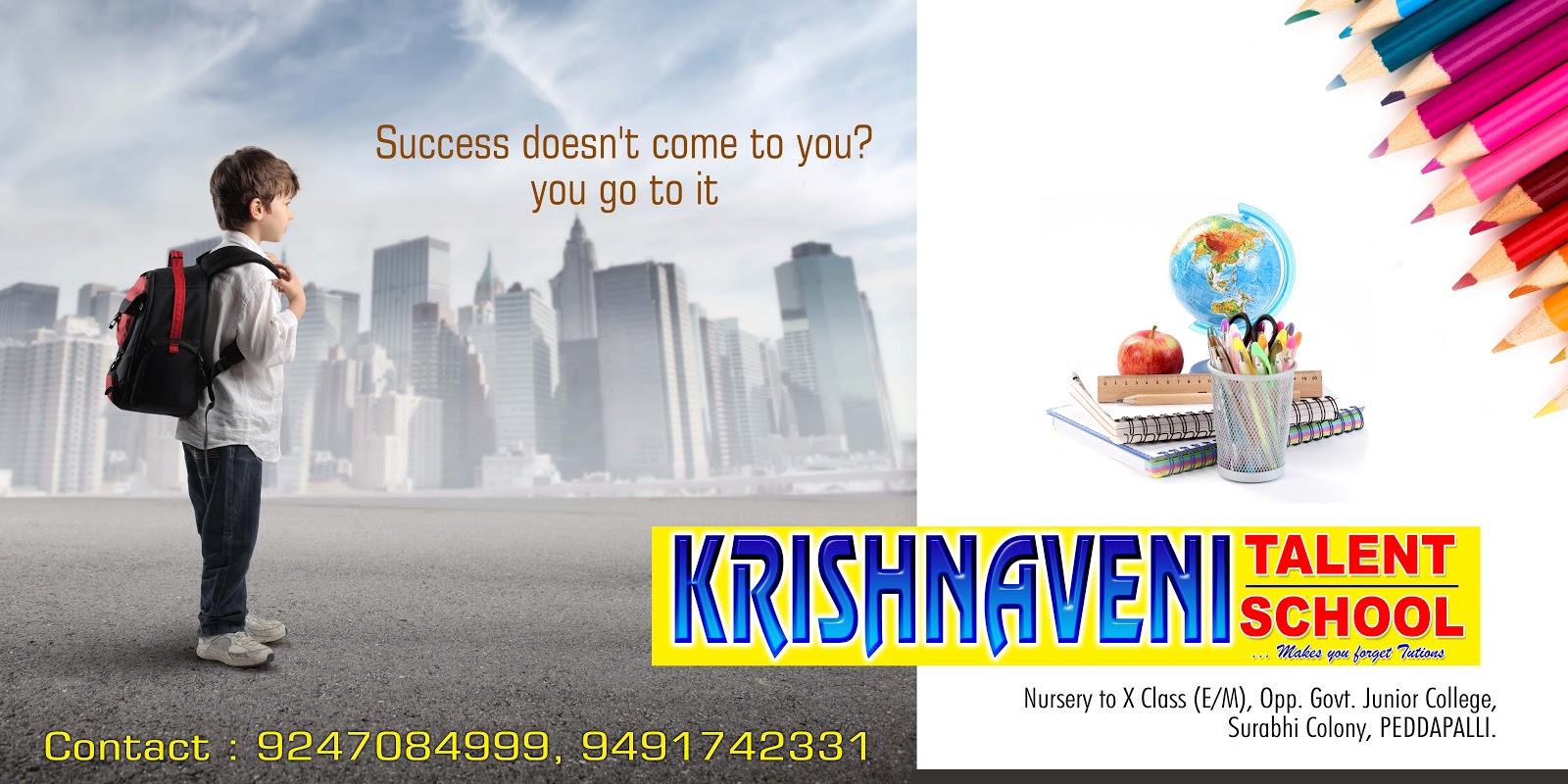krishnaveni talent school hoarding designs | naveengfx