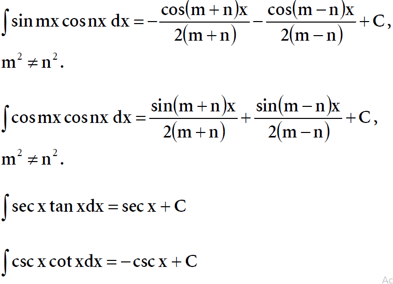 Integrals of Trigonometric Functions