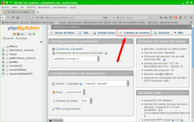 UsuarioDebian: Crear y Eliminar usuarios en phpMyAdmin