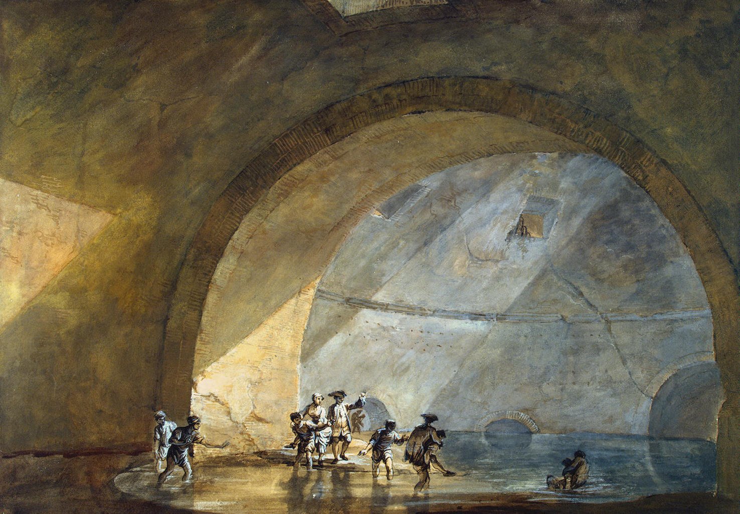 Grotto at Baia - Charles-Louis Clerisseau | Endless Paintings