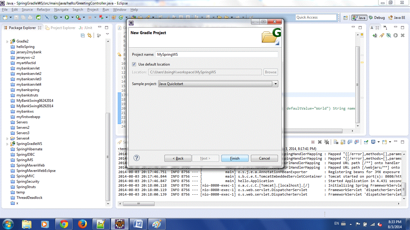 Simple tutorial to create RESTful web services using SPRING, GRADLE ...