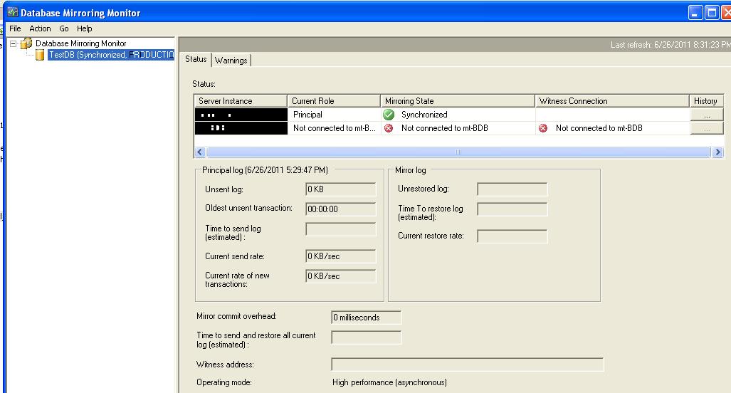 Made By Sql Database Mirroring Between A Server In Domain And Server