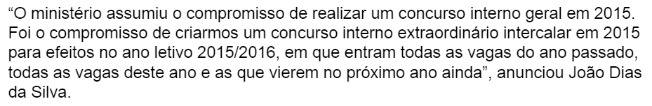 PROFESSORES LUSOS: E para quando o concurso interno extraordinário? PROFESSORES LUSOS: E para quando o concurso interno extraordinário?