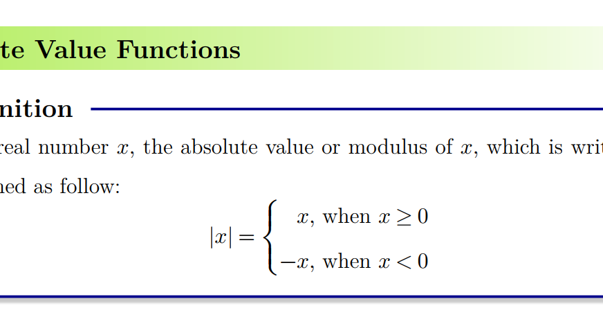 Graph of $y=|x-h|+k$ and $y=-|x-h|+k$ : Exercise (6.1) - Solutions ...