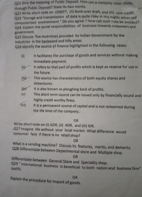 BST SAMPLE PAPER CLASS 11 2019 - FREE CONTENT