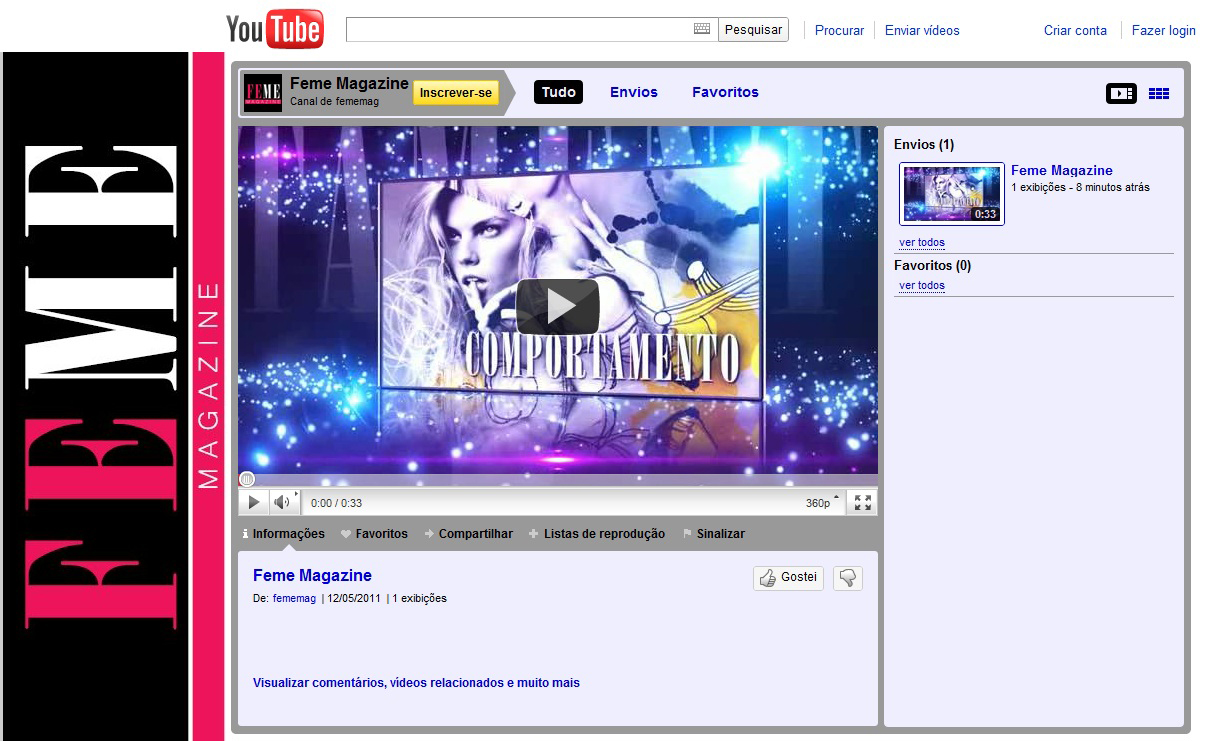 Feme Magazine - Blog Oficial: Feme Magazine no YouTube