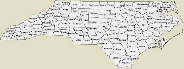 Map of North Carolina Counties