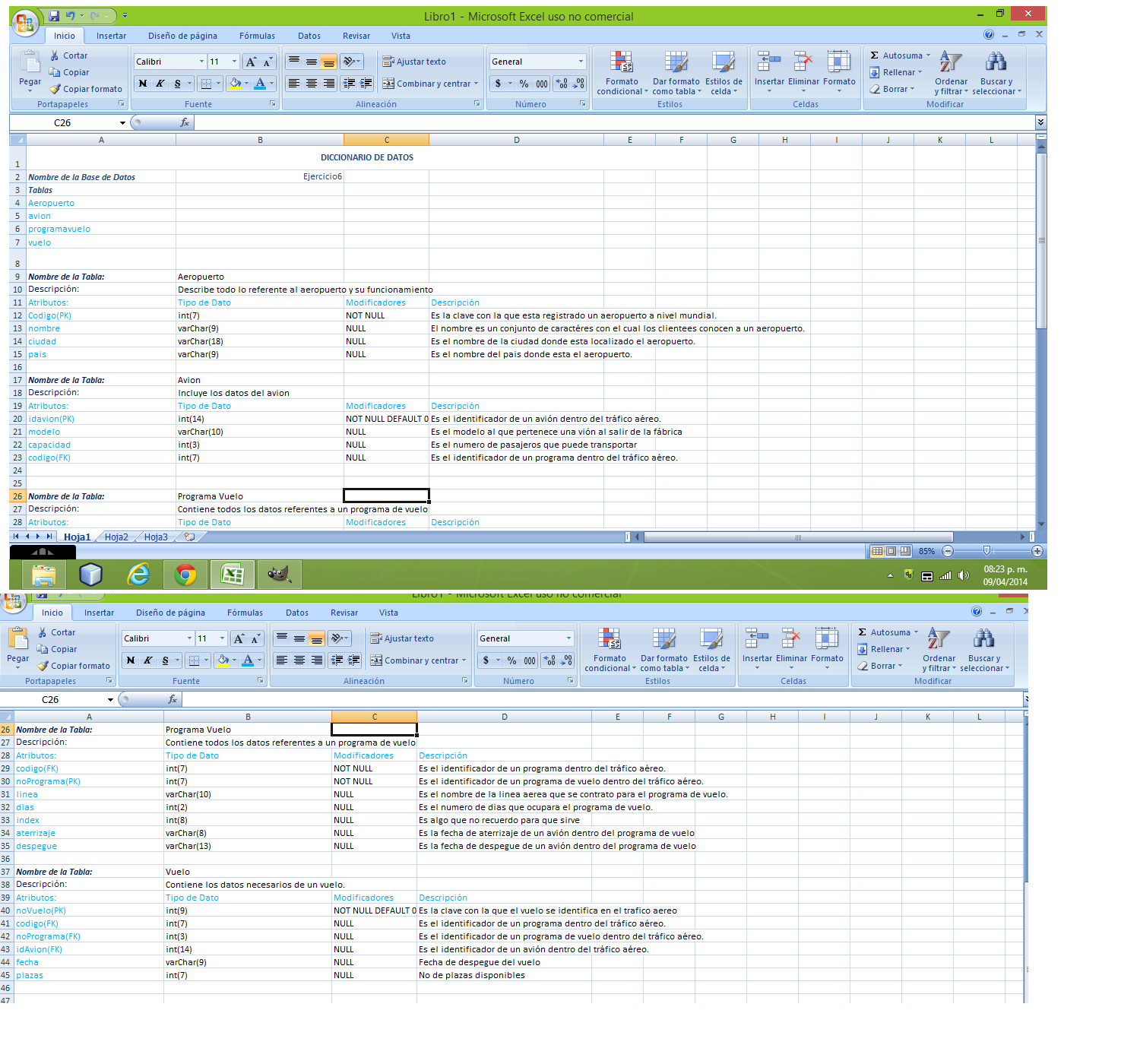 Juan Daniel Castillo Reyes Programación: Diccionario de Datos