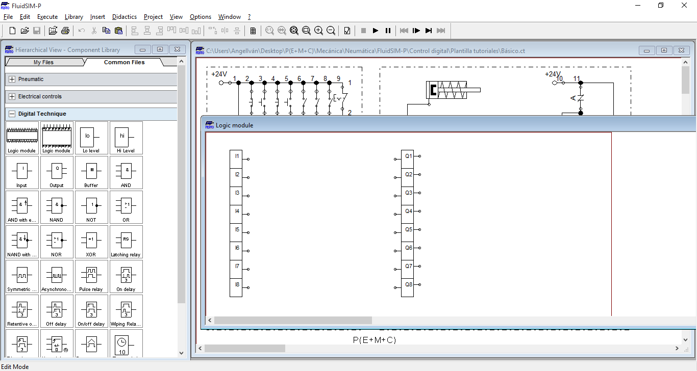 FluidSIM Control digital - Tutorial 4. Práctica 1. | P(E+M+C)