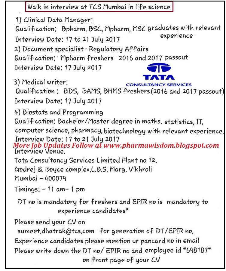 TCS (TATA Consultancy Services) - Walk-In Interview for Fresher's ...