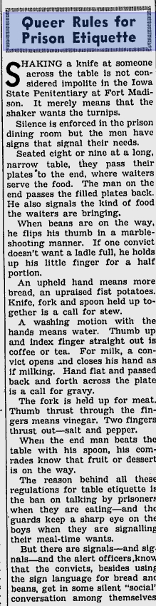 All This Is That: Prison sign language, circa 1941