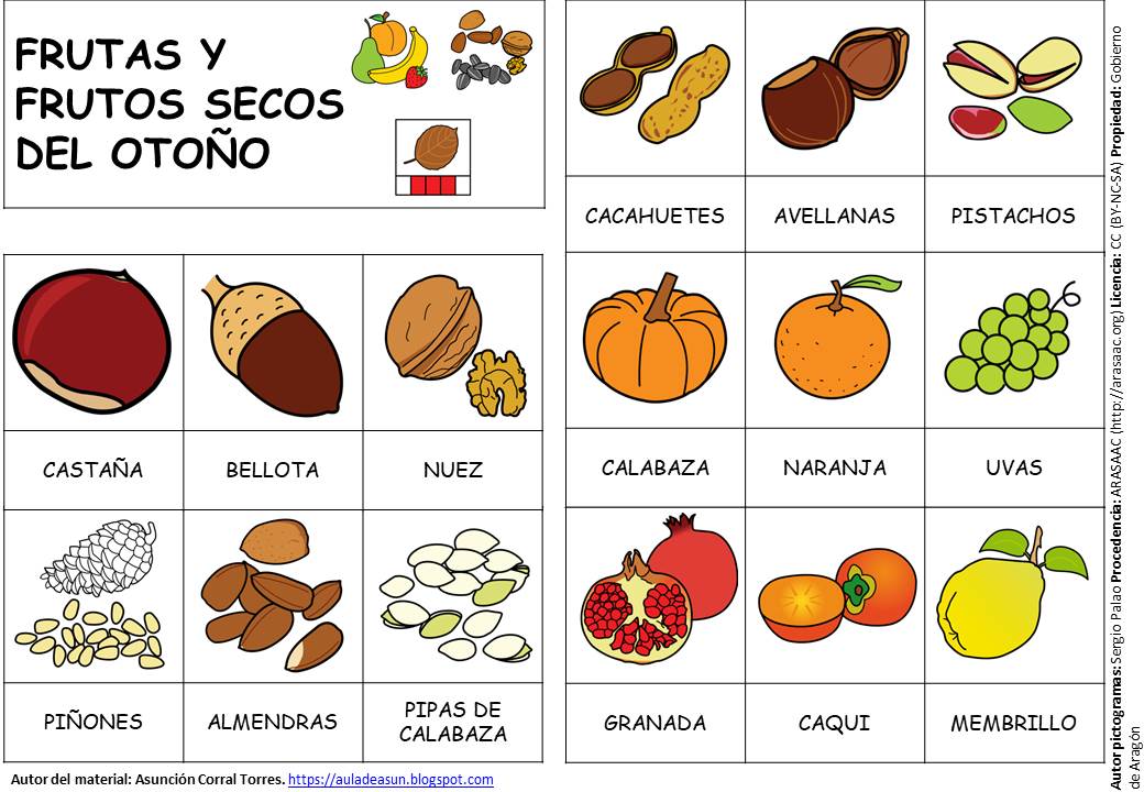 AUDICIÓN Y LENGUAJE: VOCABULARIO DE FRUTAS Y FRUTOS SECOS DEL OTOÑO