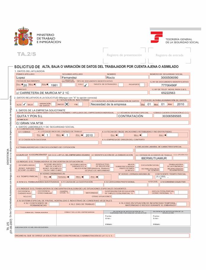 FOL Administración y finanzas: BENEFICIARIOS DE LA SEGURIDAD SOCIAL, AFILIACIÓN, ALTAS Y BAJAS