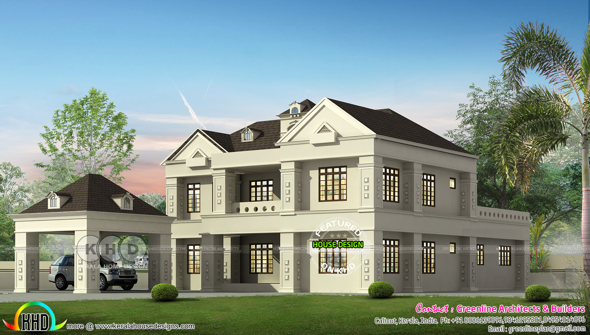 2956 4 bedroom house in Colonial style home - Kerala Home Design and ...