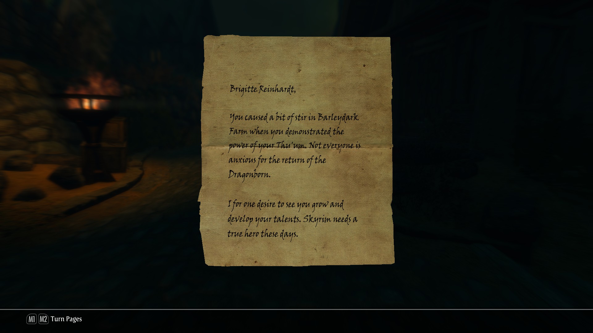 Skyrim Letter From A Friend ~ Thankyou Letter