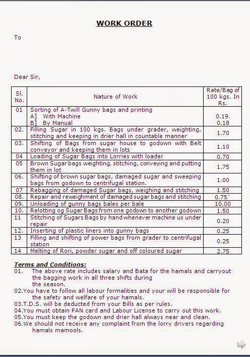 Format Of Work Order Letter - Invoice Template
