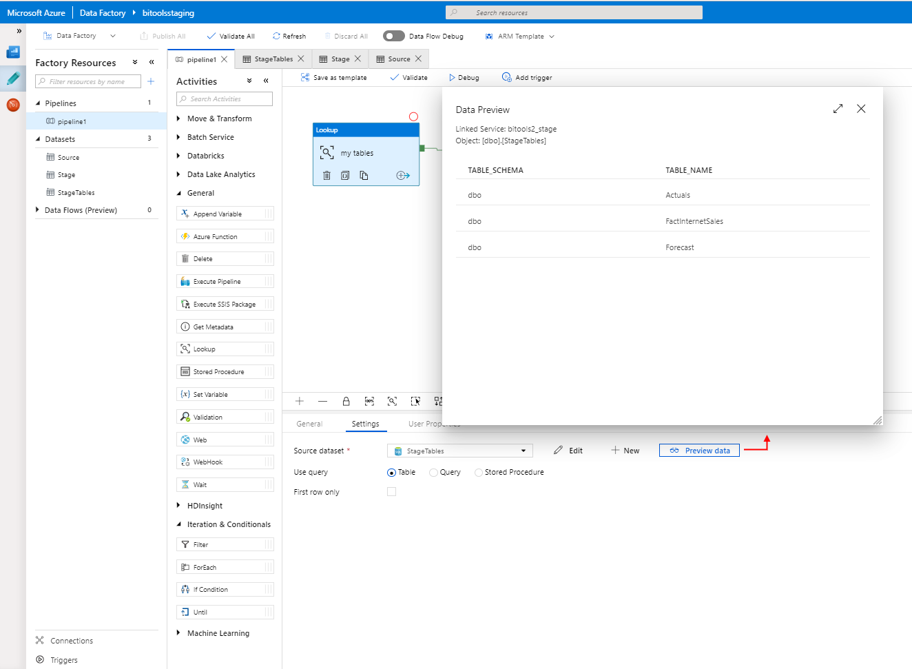 Microsoft Bi Tools Staging With The Azure Data Factory Foreach Loop