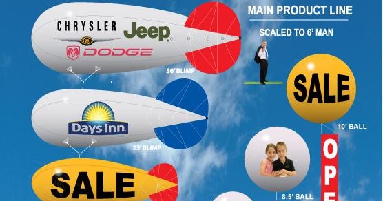 Star Advertising Balloons and Searchlights: Helium Advertising Blimp