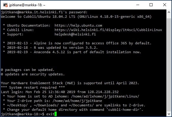 PuTTY - connecting to a Linux computer