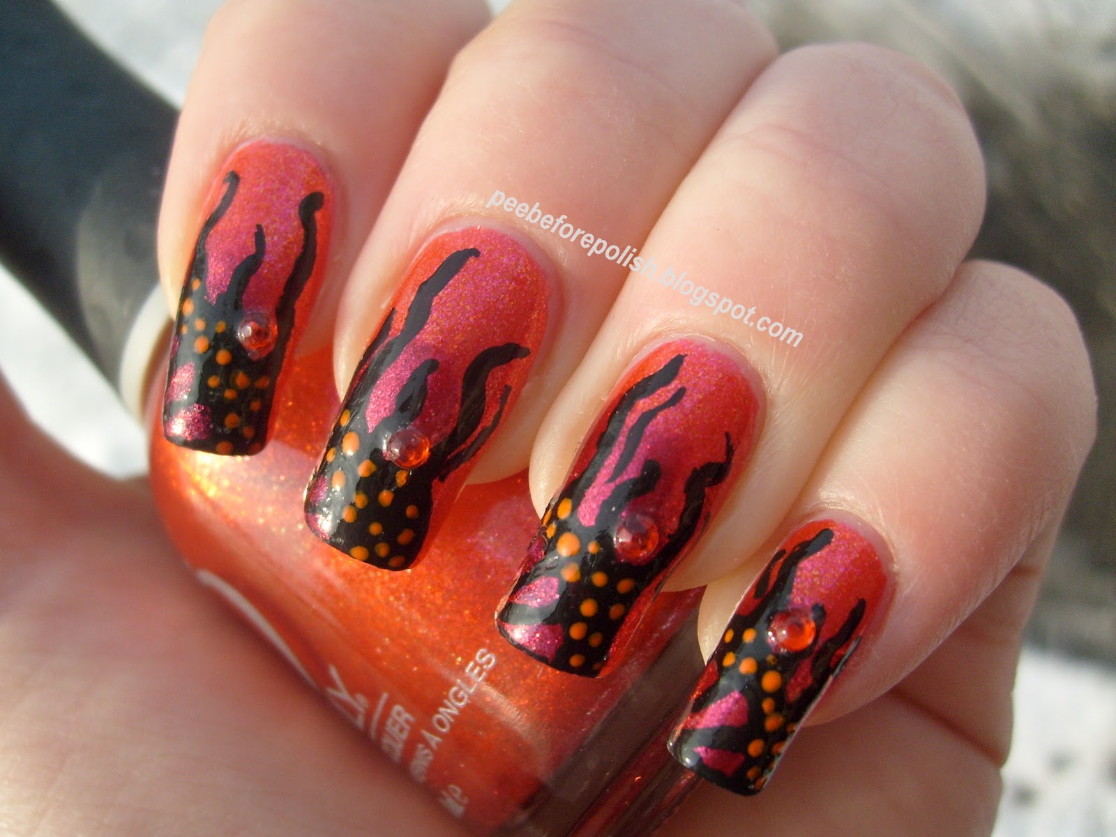 Pee Before Polish: Nail art time: Hello 911? I'm on fire!