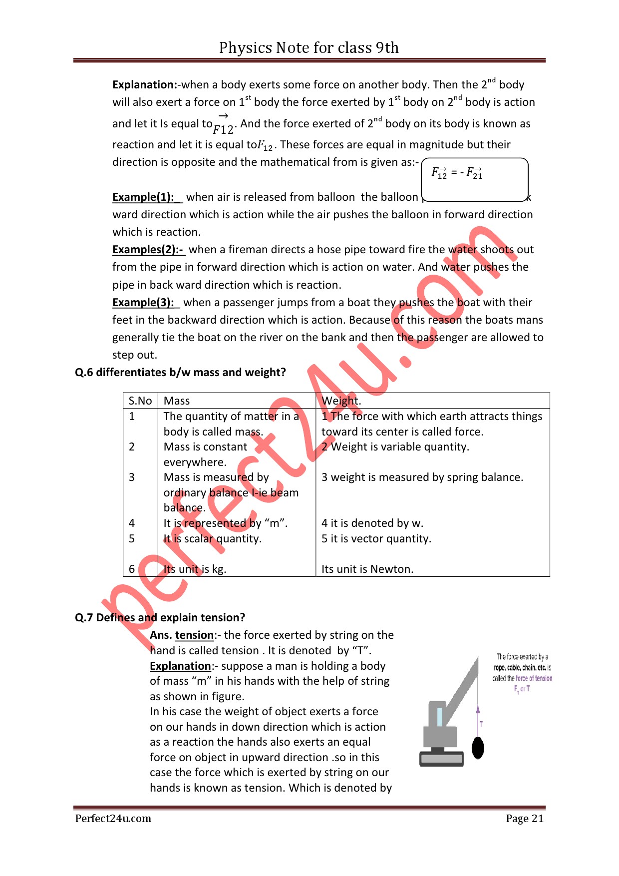 Physics Notes for Class 9th