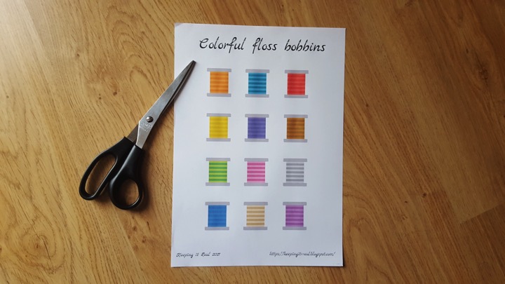 Colorful embroidery floss bobbins - free printable |Keeping it Real