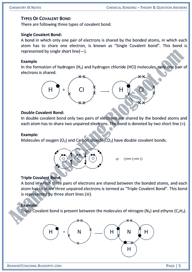 Adamjee Coaching: Chemical Bonding - Theory Notes and Question Answers ...
