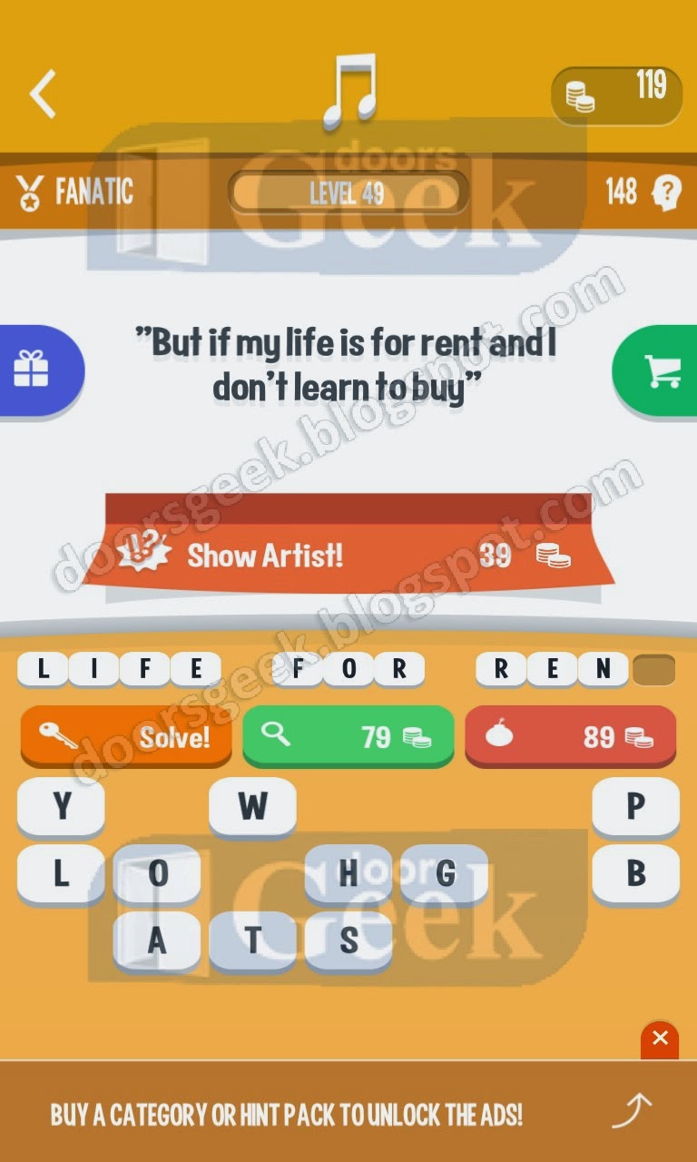 Song Quiz [Fanatic] Level 49 Answer ~ Doors Geek