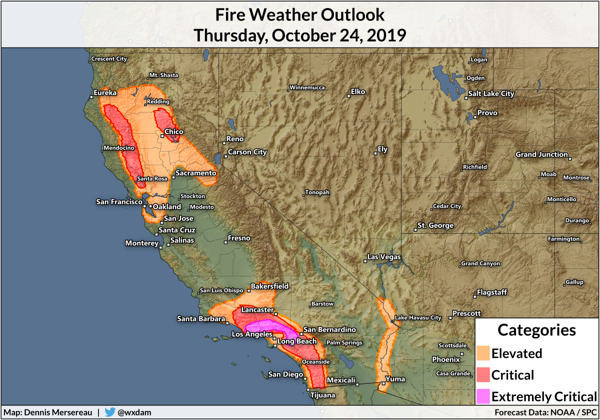 Extreme Fire Weather Conditions Will Exist Across Parts Of California ...