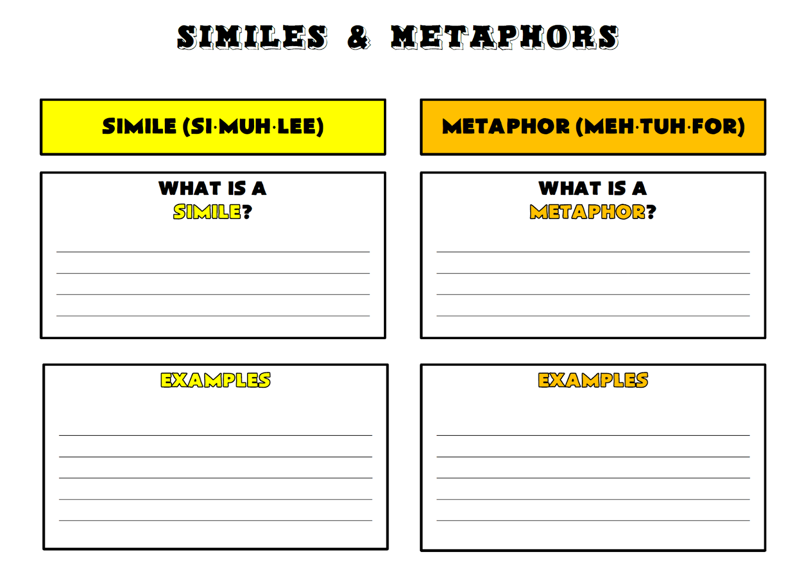 Similes And Metaphors For Kids