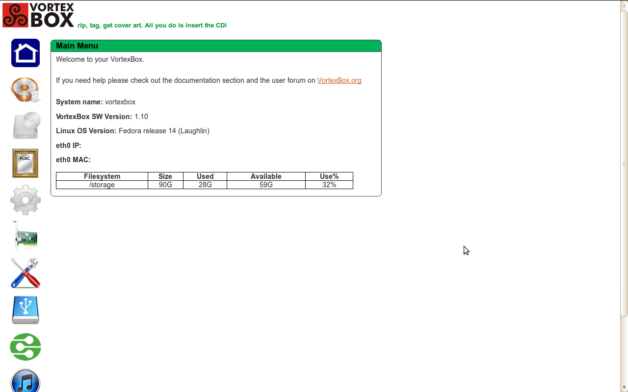 Vortexbox: The Vortexbox Webinterface