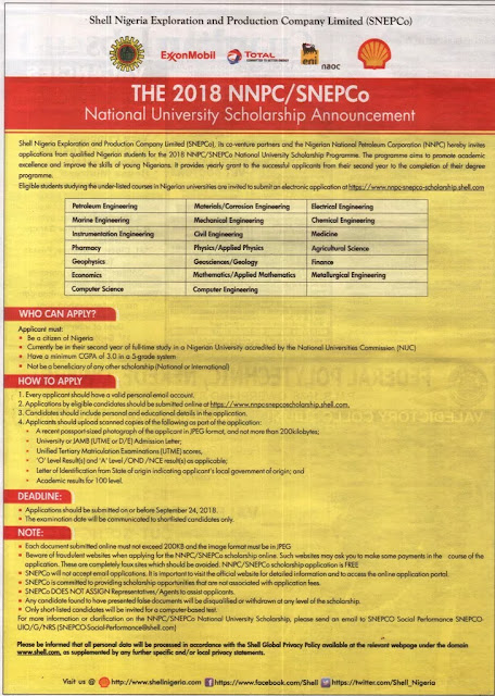 SHELL ONGOING SCHOLARSHIP 2018/2019,APPLY NOW! - DREAMLANDPRESS