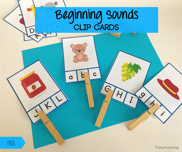 FREE Beginning Sounds Clip Cards | Totschooling - Toddler, Preschool ...