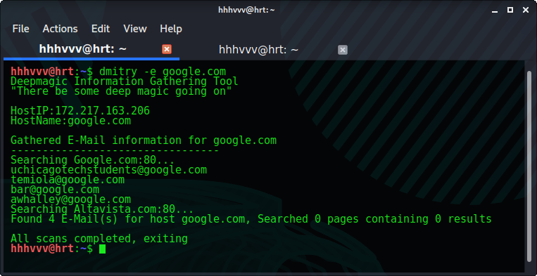 Information Gathering using DMitry