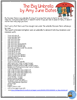 THE BIG UMBRELLA BOOK UNIT 58 PAGES ~ Book Units by Lynn