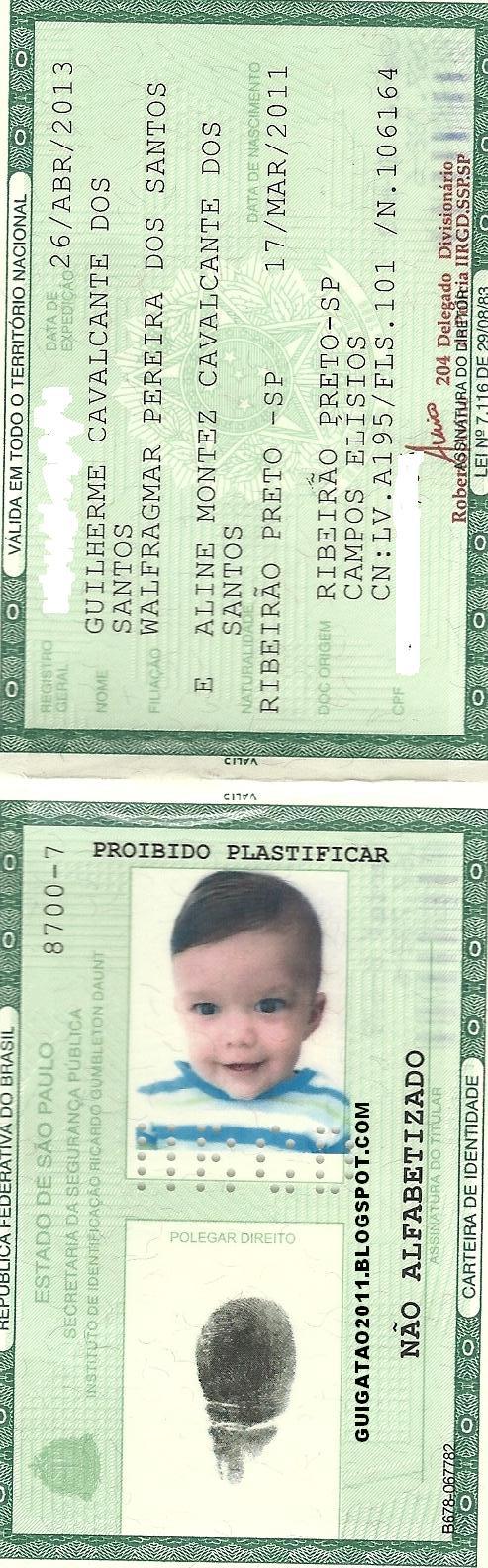 GUILHERME: A carteira de identidade do Gui - RG
