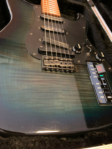 MATRIXSYNTH: Casio PG-300 Turquioseburst Flame Electric Guitar with Midi and Synth Sounds SN 001541