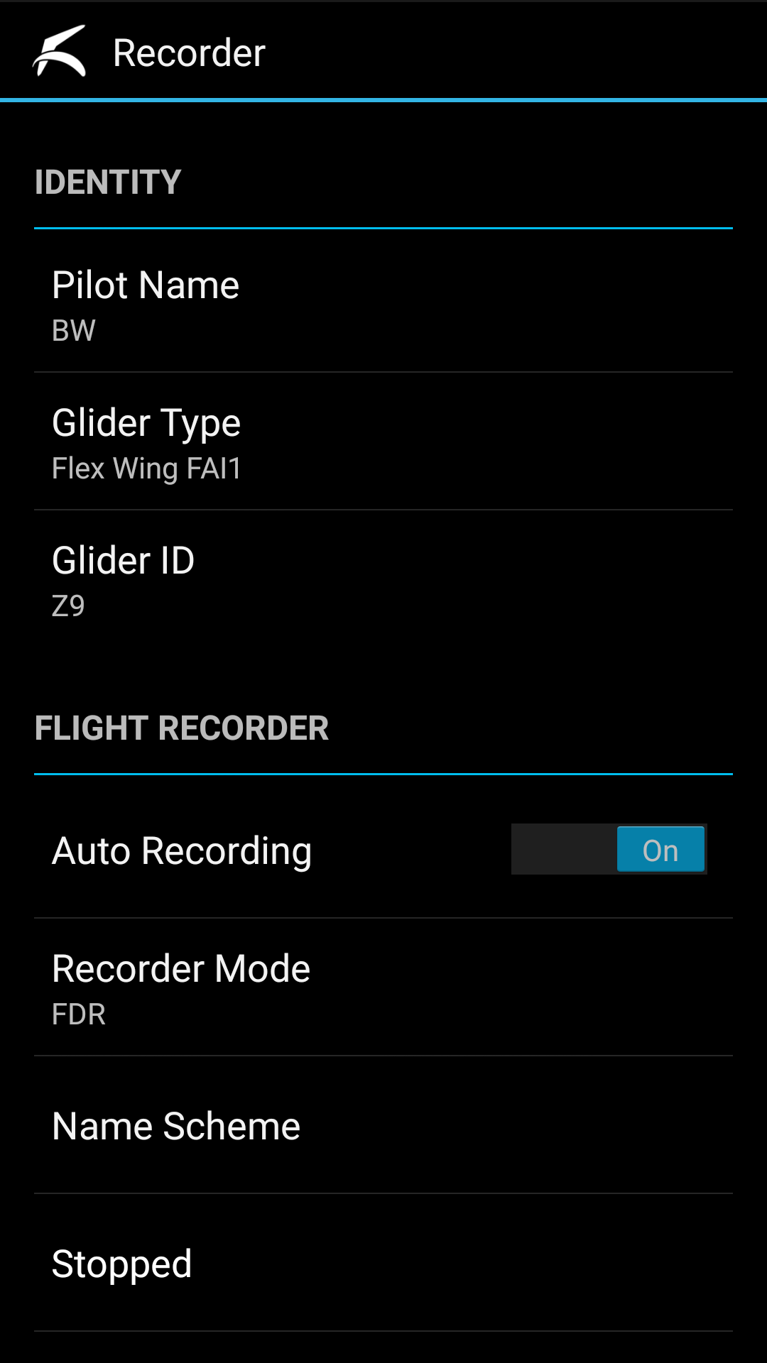 TotalVario: Recorder Menu