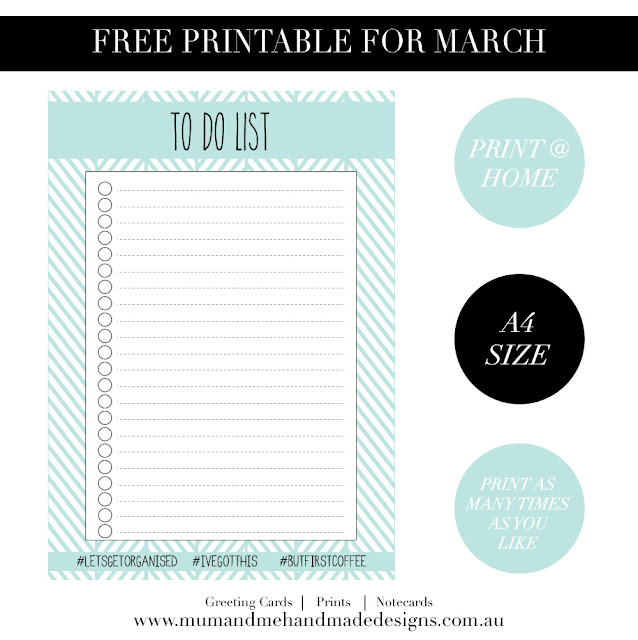 Mum and Me Handmade Designs: FREE PRINTABLE FOR MARCH - TO DO LIST